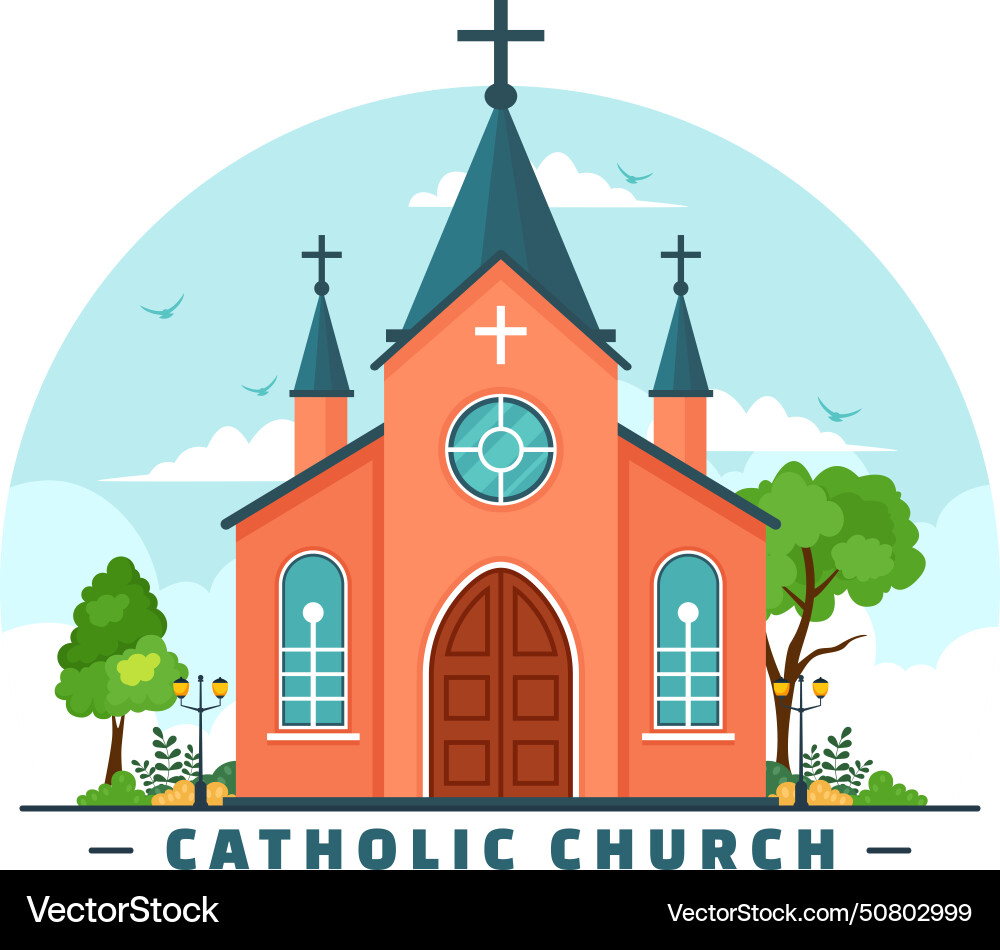 Cathedral catholic church building Royalty Free Vector Image