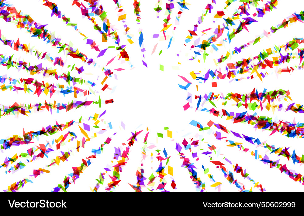 Dynamic confetti burst on white panorama Vector Image
