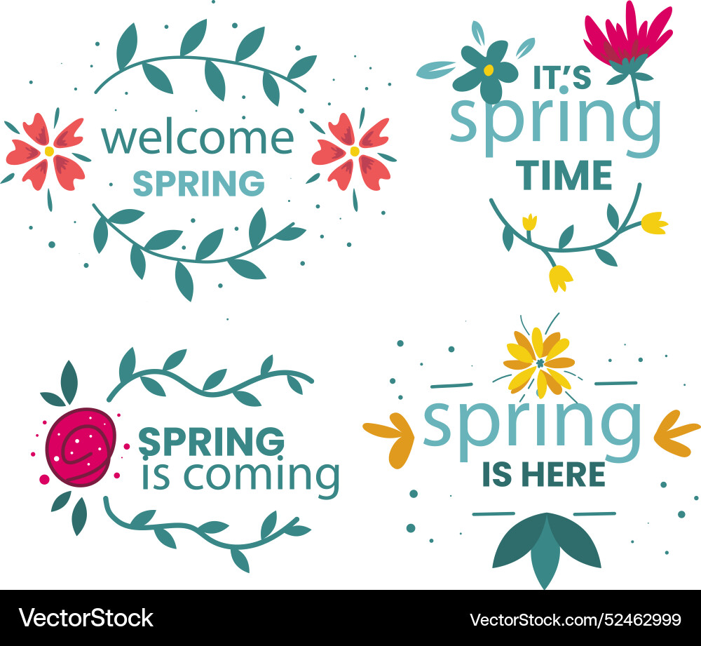 Hand-drawn spring label collection Royalty Free Vector Image