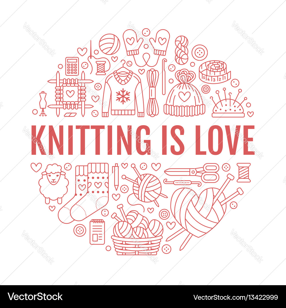 Knitting crochet hand made banner Royalty Free Vector Image
