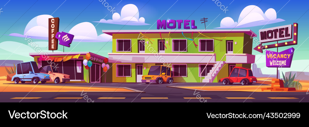 Motel roadside cafe cartoon Royalty Free Vector Image