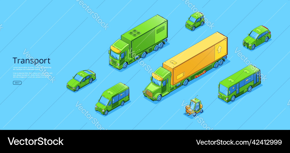 Transport poster with isometric trucks and buses Vector Image