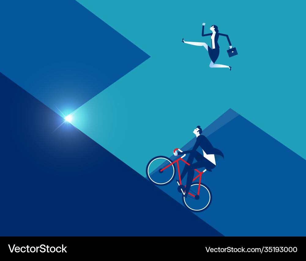 Business person running with ride bicycle Vector Image