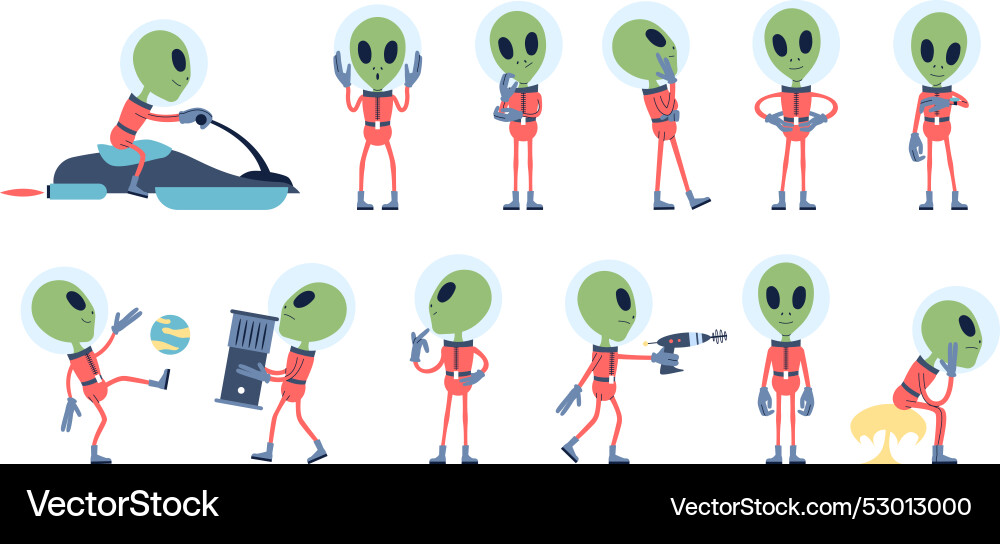 Cartoon Alien Characters - Space Crew Royalty Free Vector