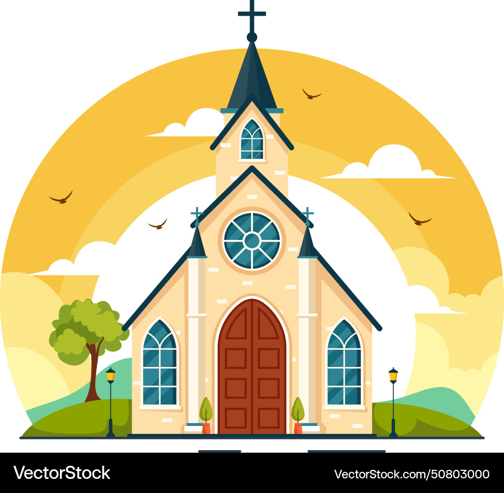 Cathedral catholic church building Royalty Free Vector Image