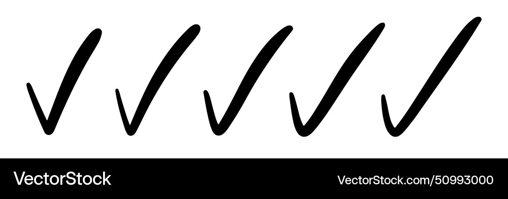 Hand-drawn black check marks collection Royalty Free Vector