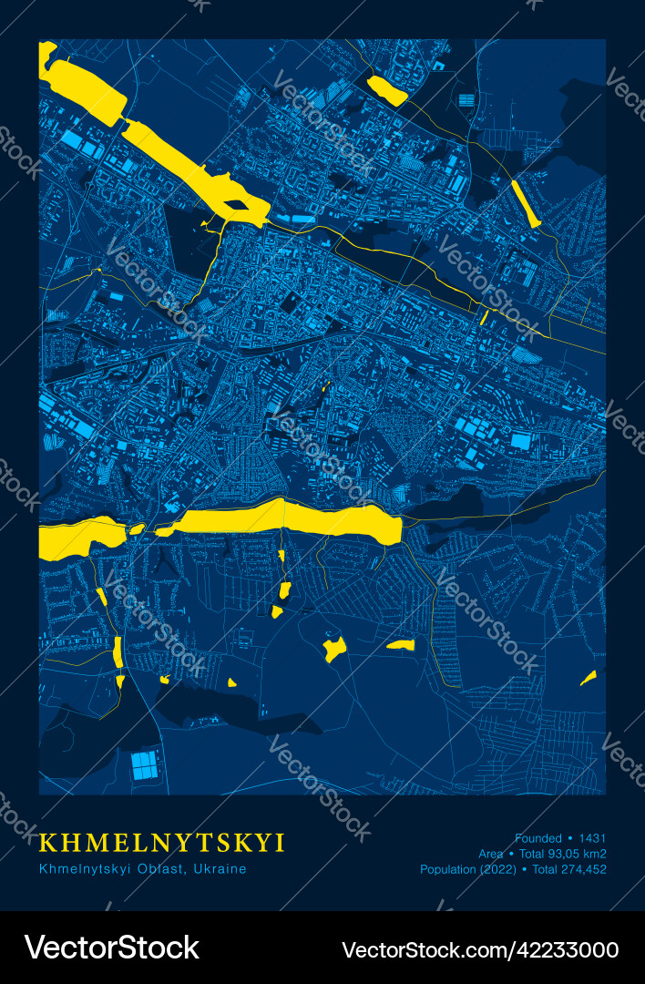 Khmelnytskyi map highly detailed in national Vector Image