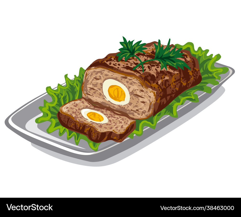 Meat loaf with lettuce Royalty Free Vector Image