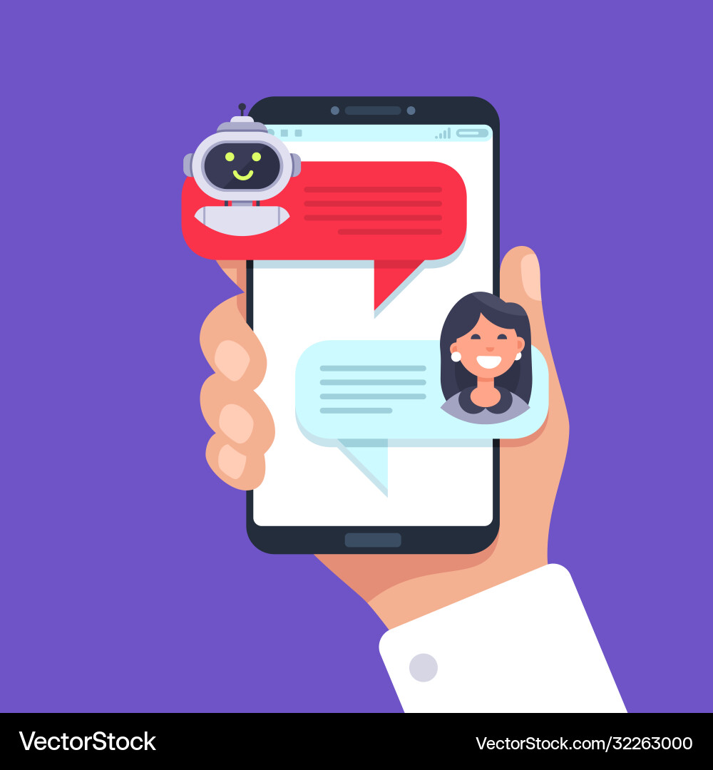 Mobile Chatbot Communication Royalty Free Vector Image