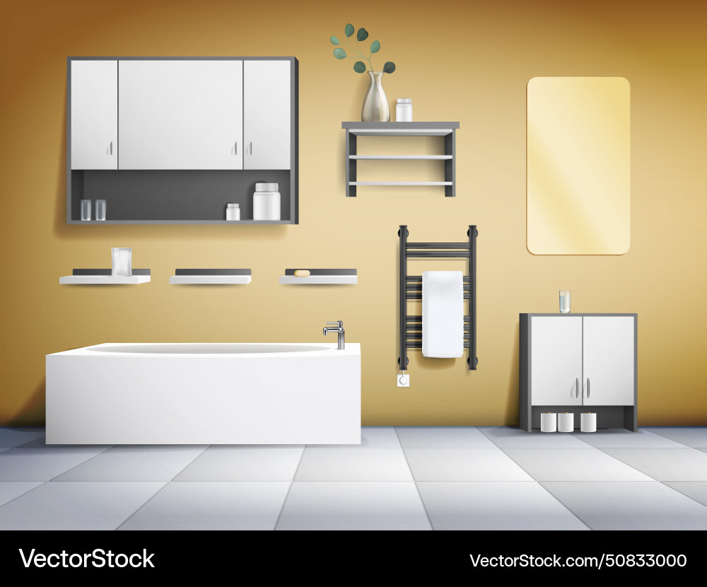 Realistic bathroom interior Royalty Free Vector Image