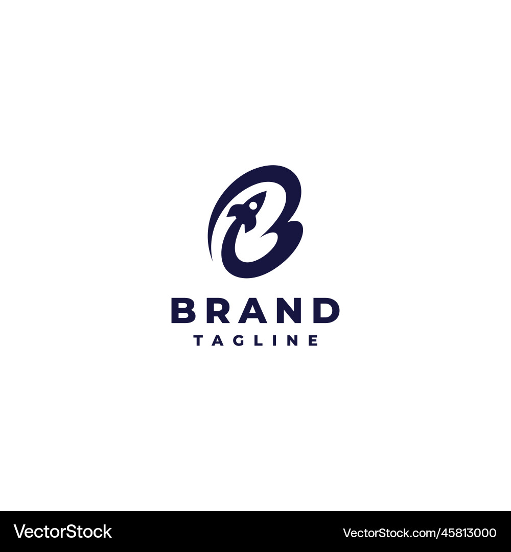 Rocket launch line forming the letter b Royalty Free Vector