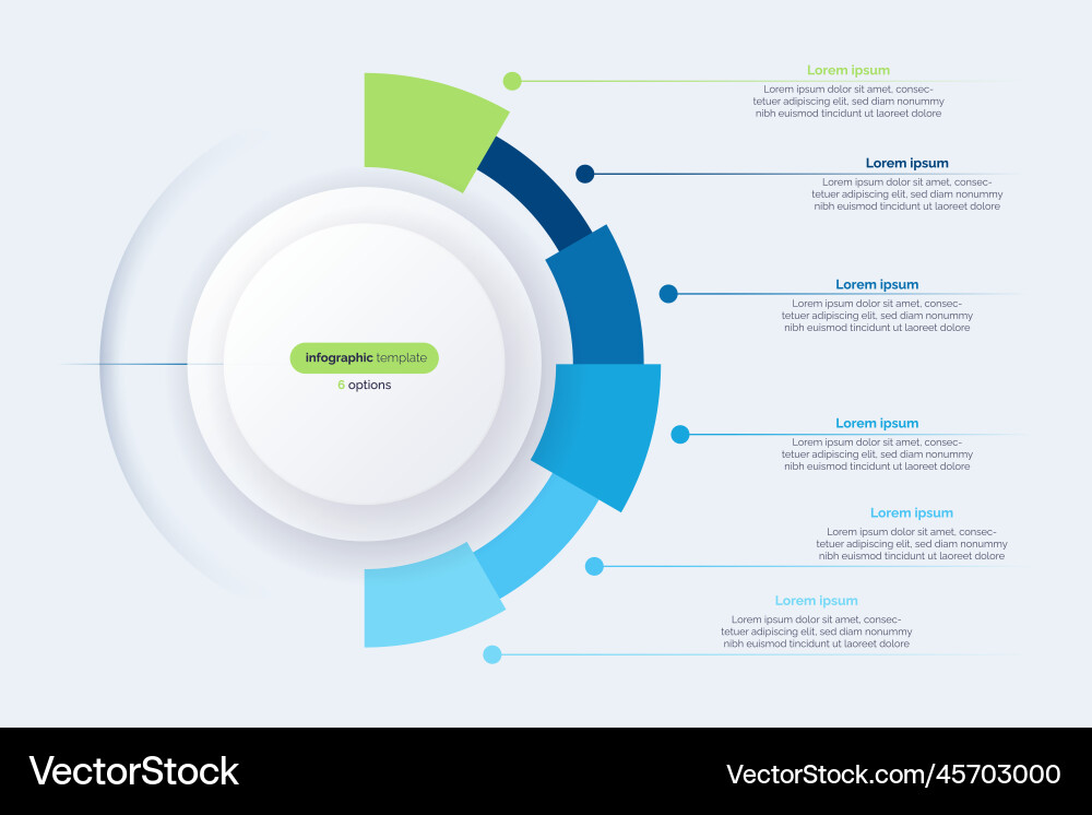 Six option circle infographic diagram Royalty Free Vector