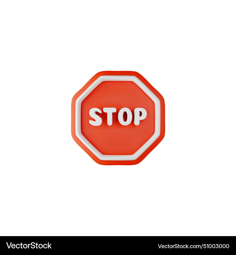 Stop sign 3d realistic icon volume Royalty Free Vector Image