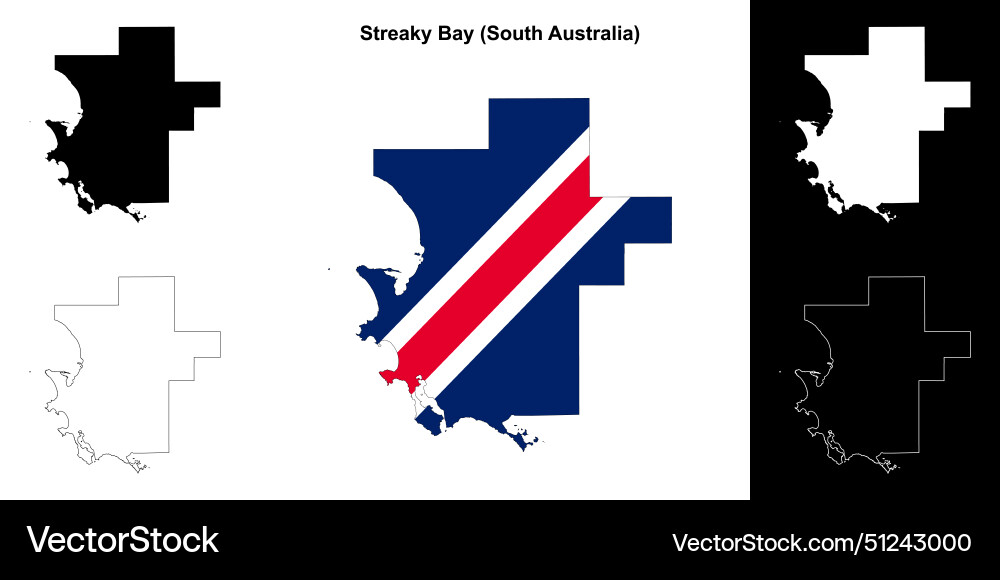 Streaky bay outline map Royalty Free Vector Image