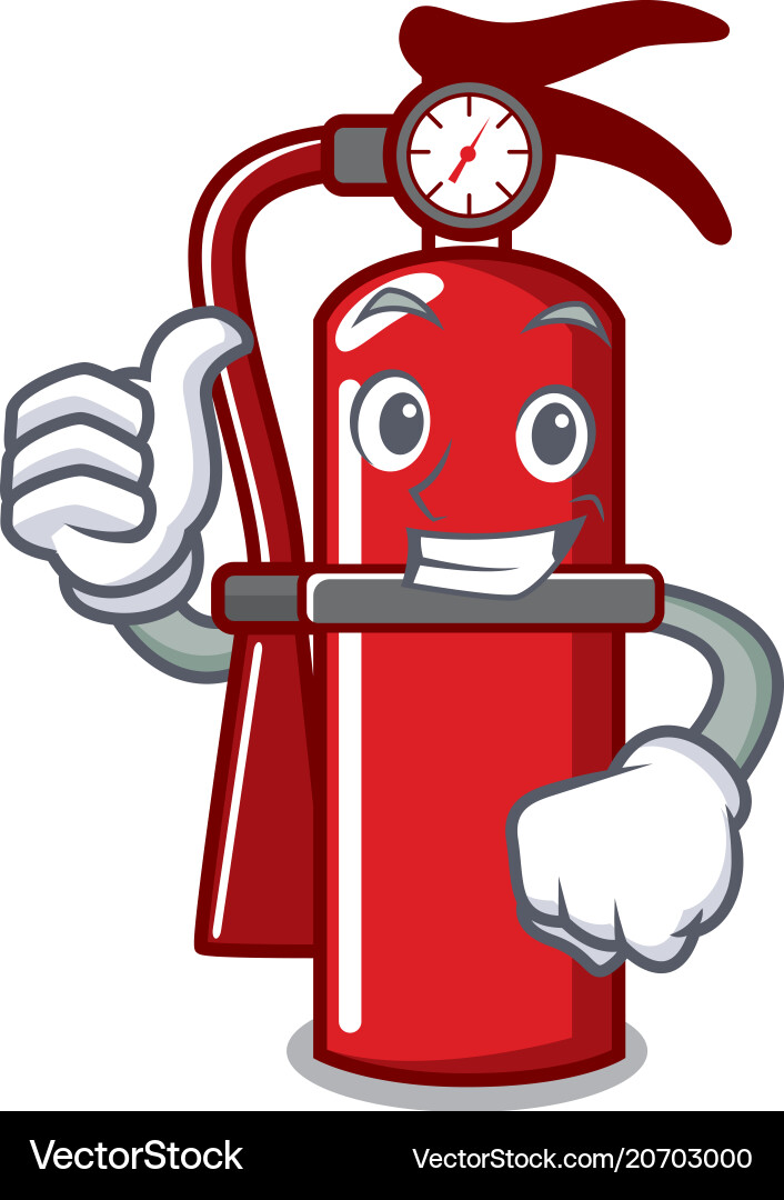 Thumbs up fire extinguisher character cartoon Vector Image