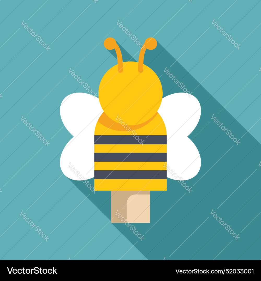 Cute bee finger puppet standing on blue background