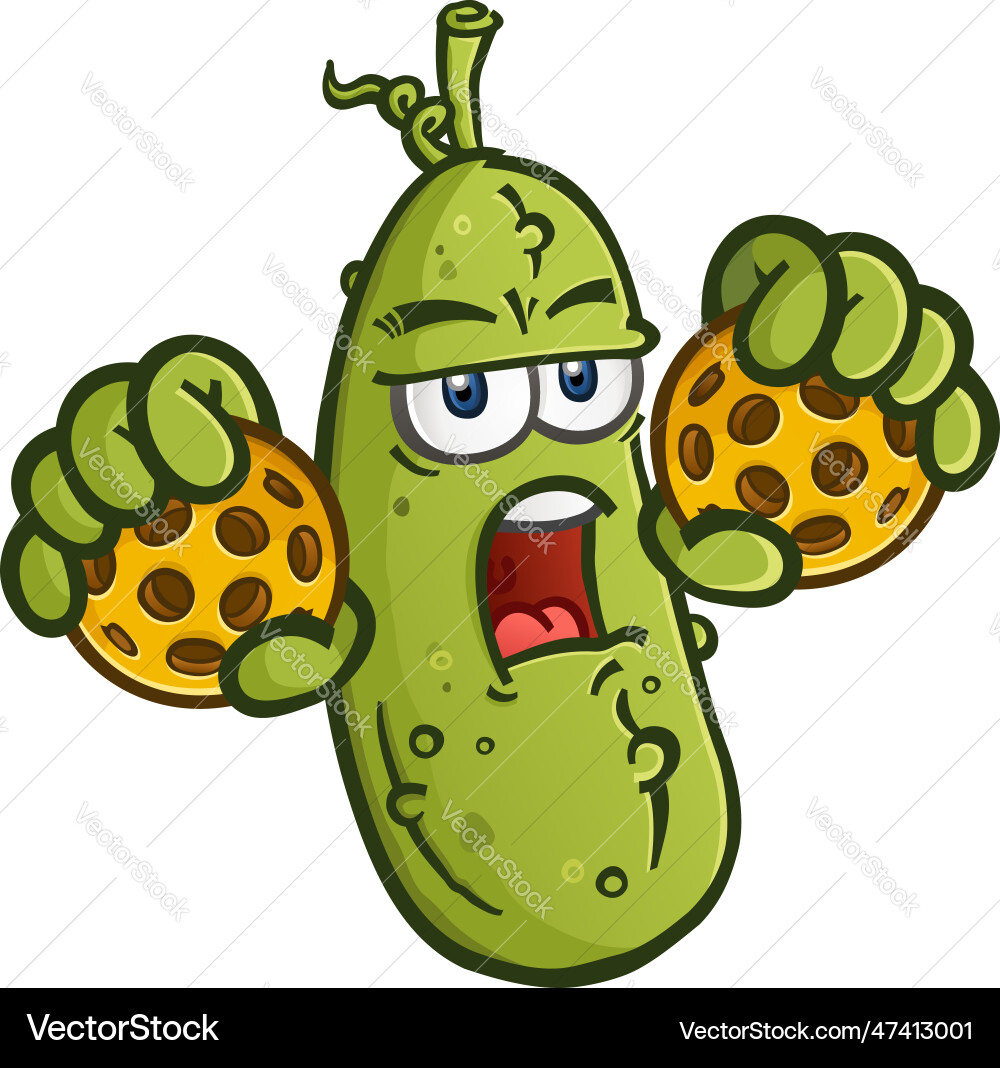 Grumpy Pickle Sports Mascot Royalty Free Vector Image