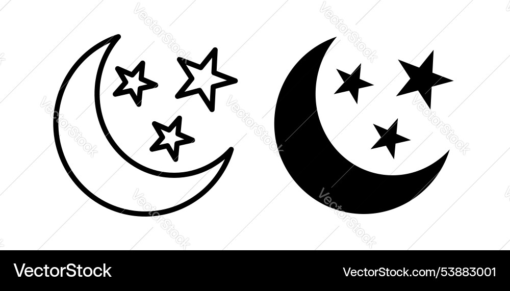 Moon stars icon set Royalty Free Vector Image - VectorStock