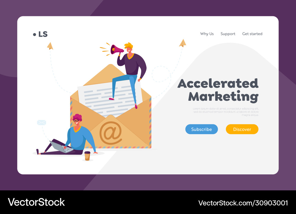 People writing and e-mail letter landing page Vector Image