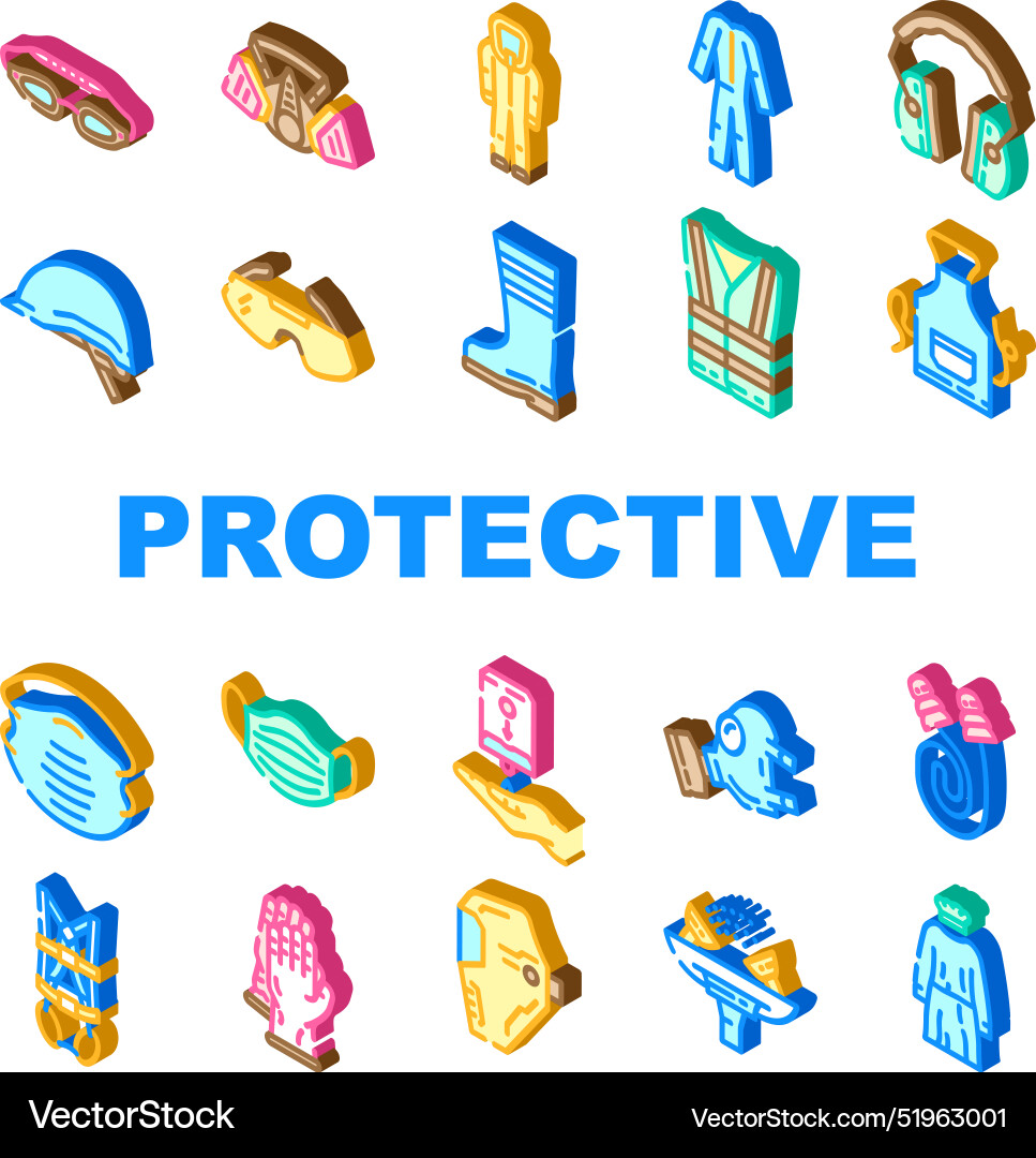 Personal protective equipment ppe icons set Vector Image