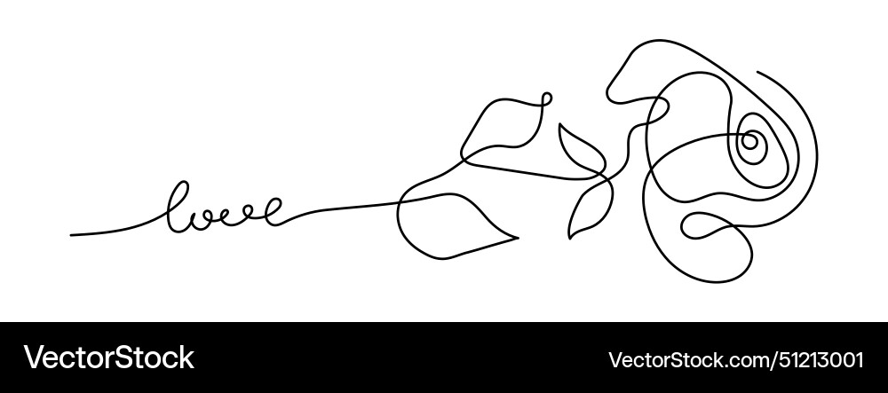 Rose flower shape drawing by continuous line thin Vector Image