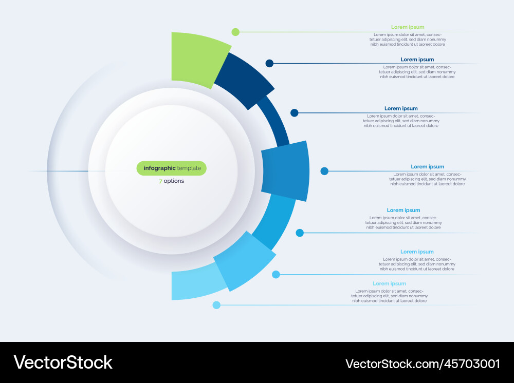 Seven option circle infographic diagram Royalty Free Vector
