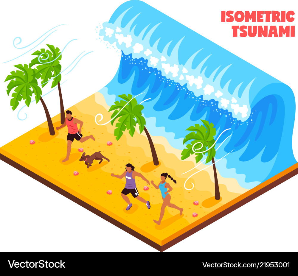 Tsunami isometric Royalty Free Vector Image - VectorStock