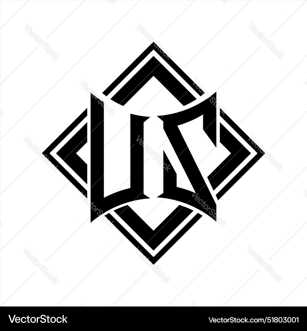 Uz letter logo with abstract shield shape Vector Image