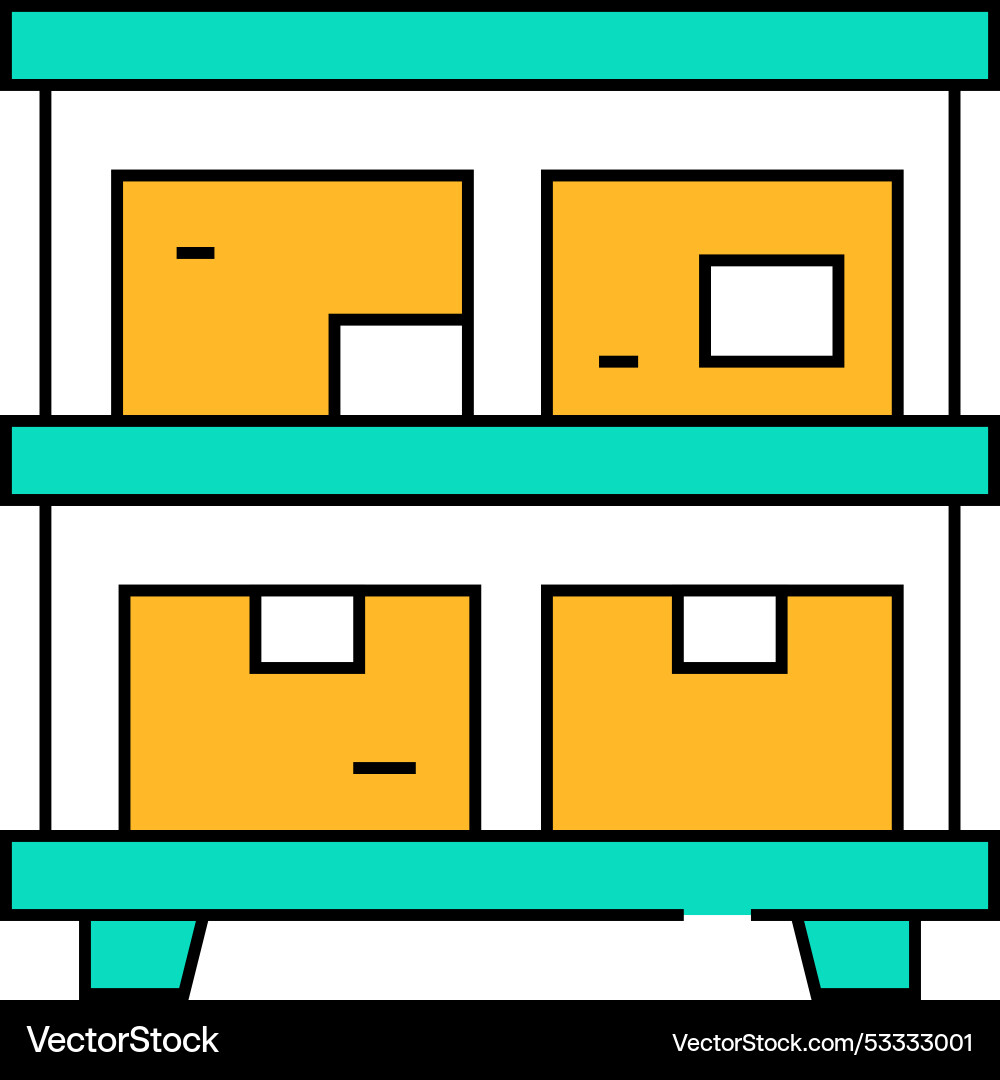 Warehouse shelves icon color Royalty Free Vector Image