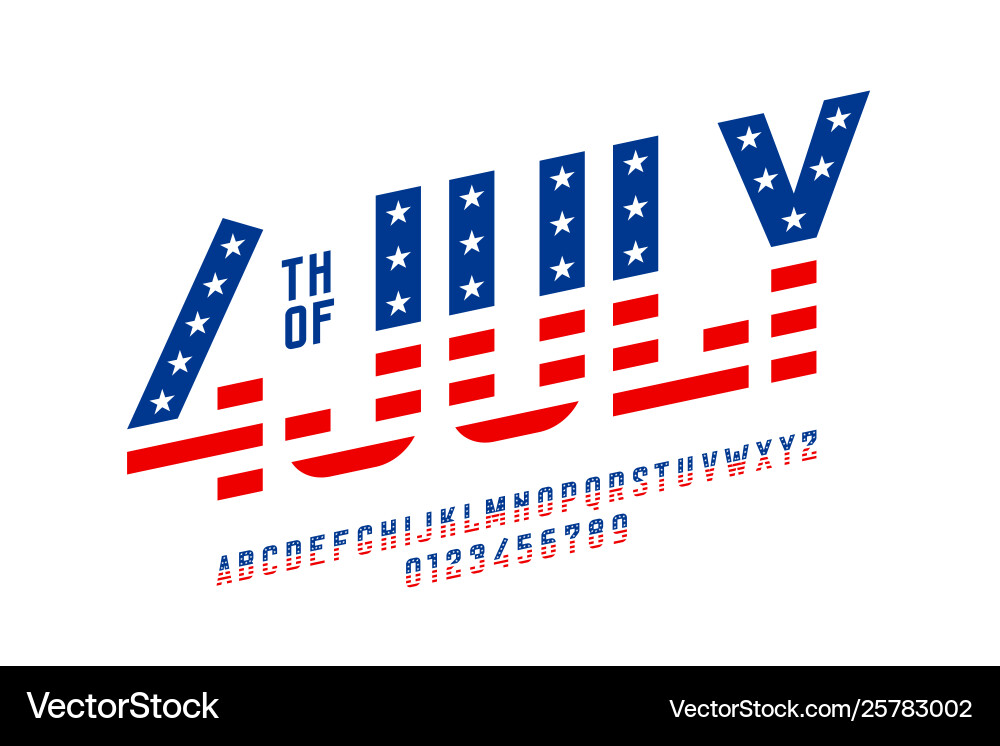 4th july usa independence day font Royalty Free Vector Image