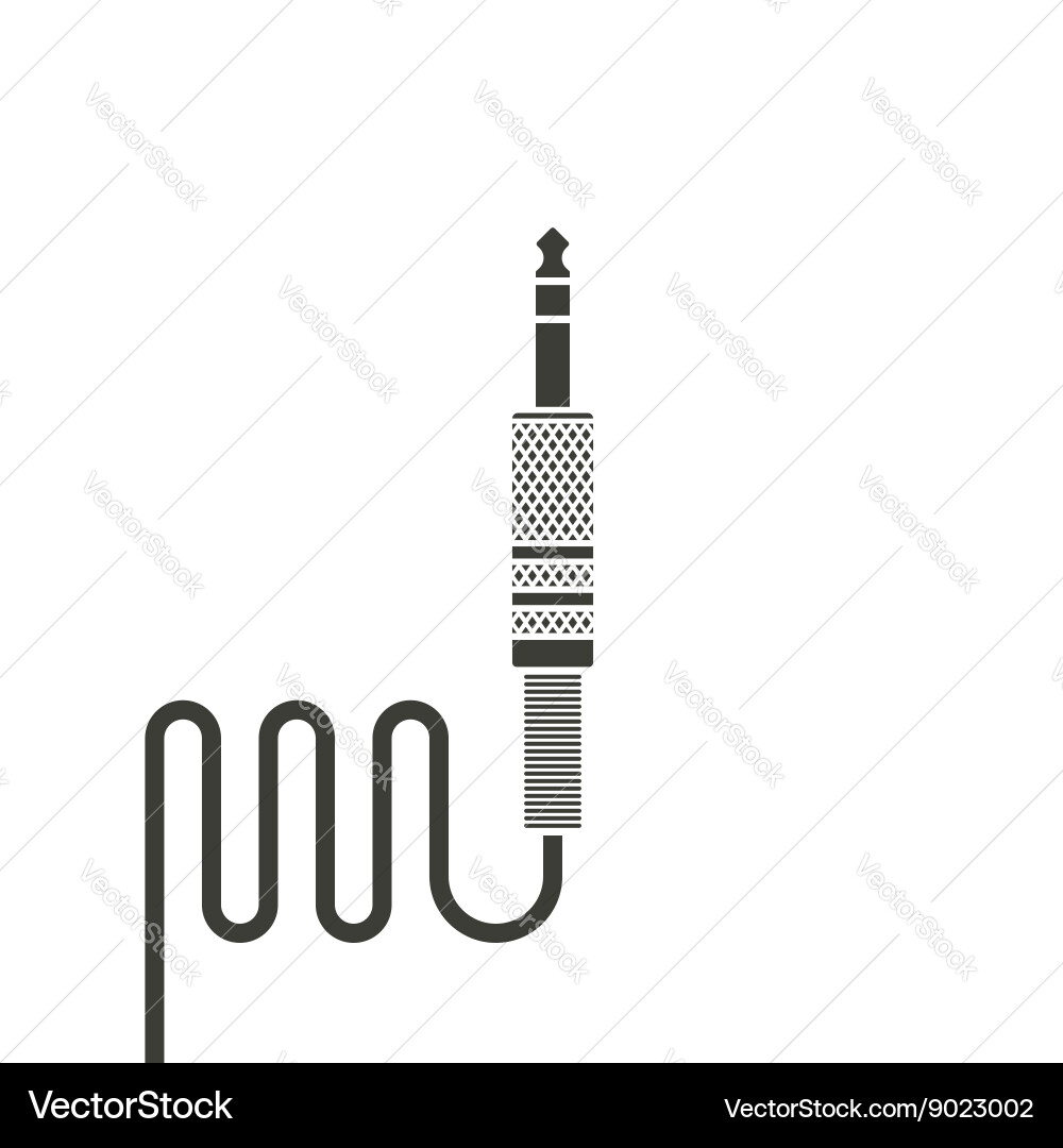 Black audio jack cable wire Royalty Free Vector Image