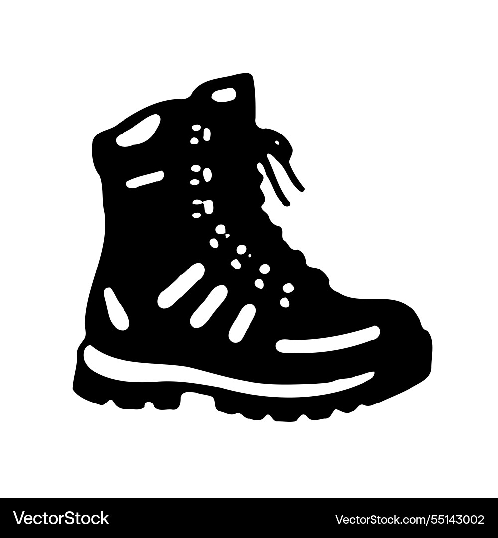 Black hiking boot icon isolated on white Vector Image