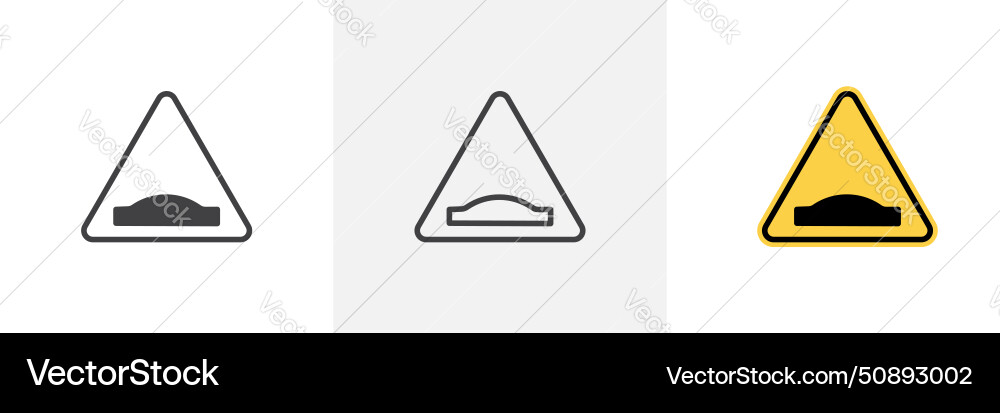 Caution speed ramps sign icon set warning Vector Image