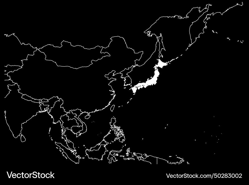 Japan map asia black background Royalty Free Vector Image