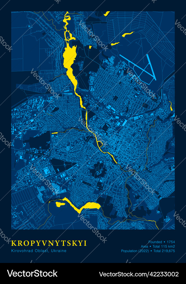 Kropyvnytskyi map highly detailed in national Vector Image