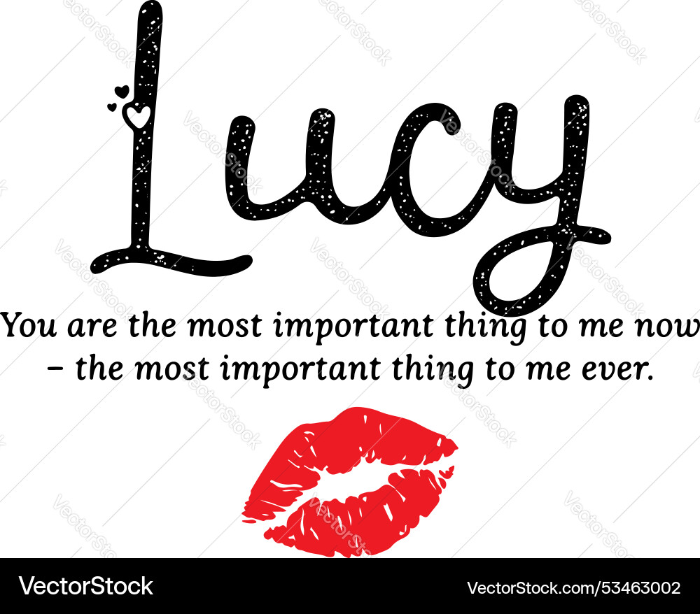Lucy name with lip Royalty Free Vector Image - VectorStock