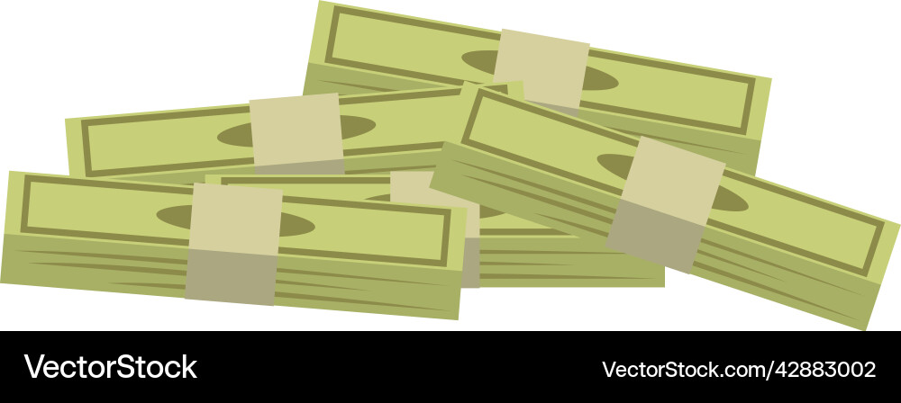 Money banknotes stack in cartoon style Royalty Free Vector