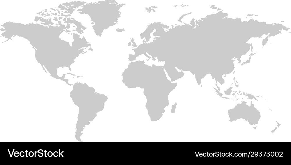 One color grey world map isolated on transparent Vector Image