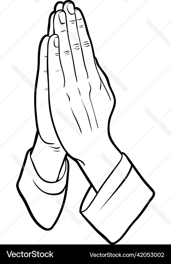 Outline of man praying hands Royalty Free Vector Image