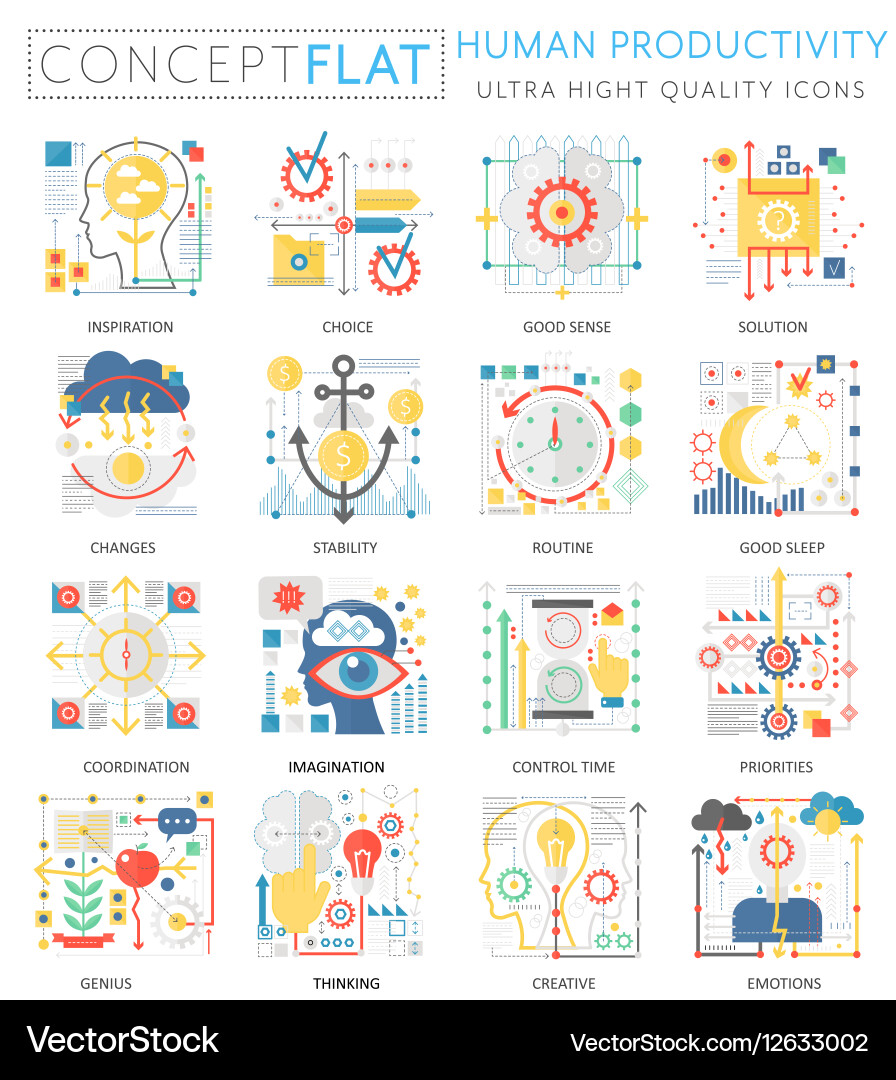 Productivity Icons - Human Concepts Royalty Free Vector