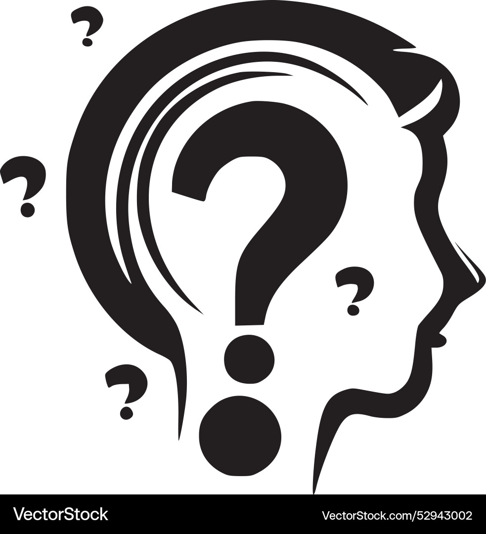 Question - black and white isolated icon Vector Image