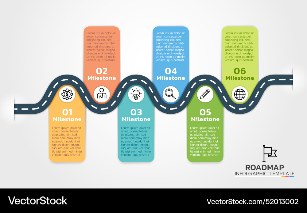 Roadmap infographic diagram template Royalty Free Vector