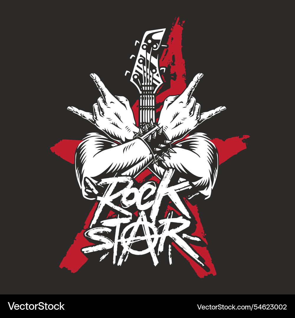 Rock Star Hands with Guitar Royalty Free Vector Image
