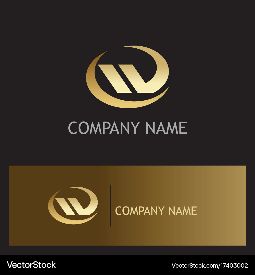 Shape abstract letter w gold logo Royalty Free Vector Image