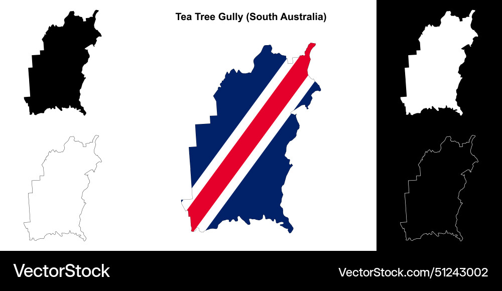 Tea tree gully outline map Royalty Free Vector Image
