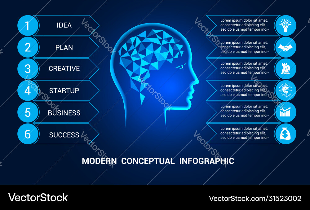 Template for conceptual infographics on 6 Vector Image