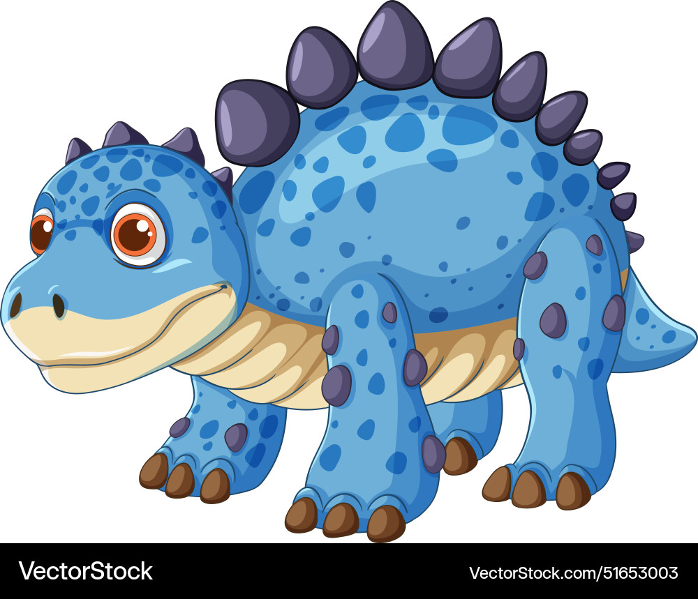 Adorable blue dinosaur with spikes and spots Vector Image