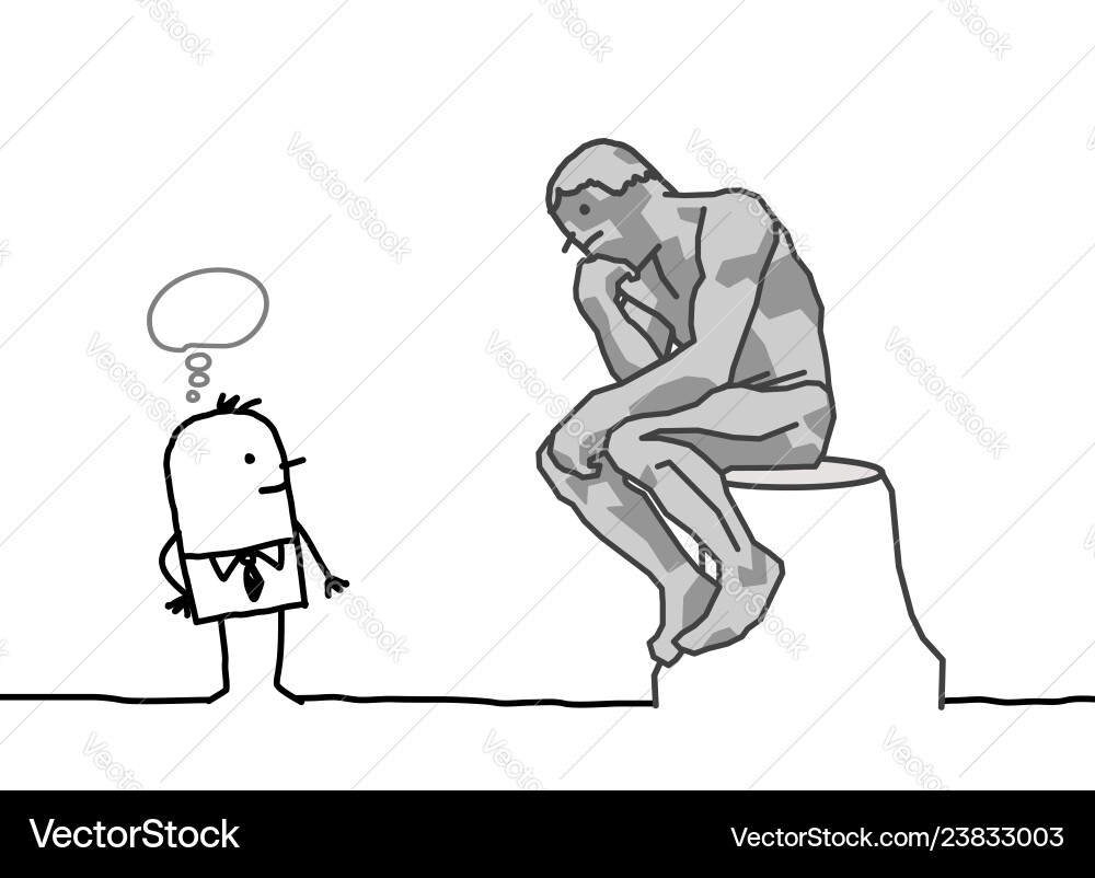 Thinking Man Statue Cartoon The Thinker Statue Cartoons And Comics