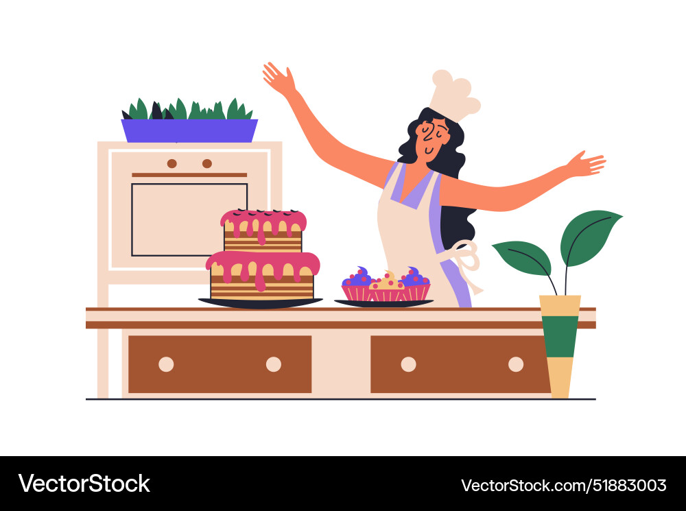 Confectionery web concept with people scene Vector Image
