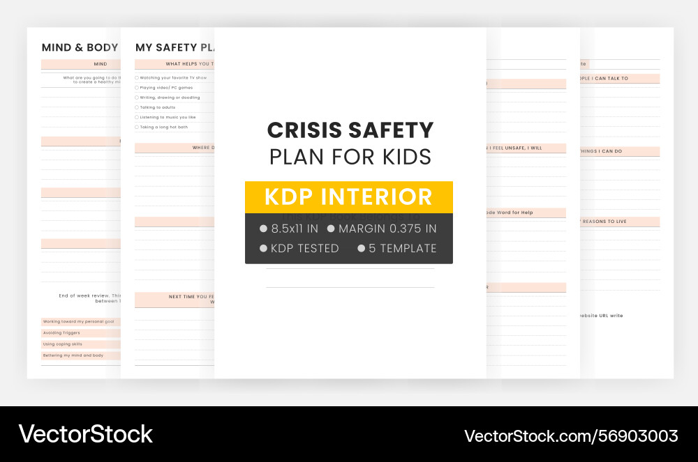 Crisis safety plan for kids child Royalty Free Vector Image